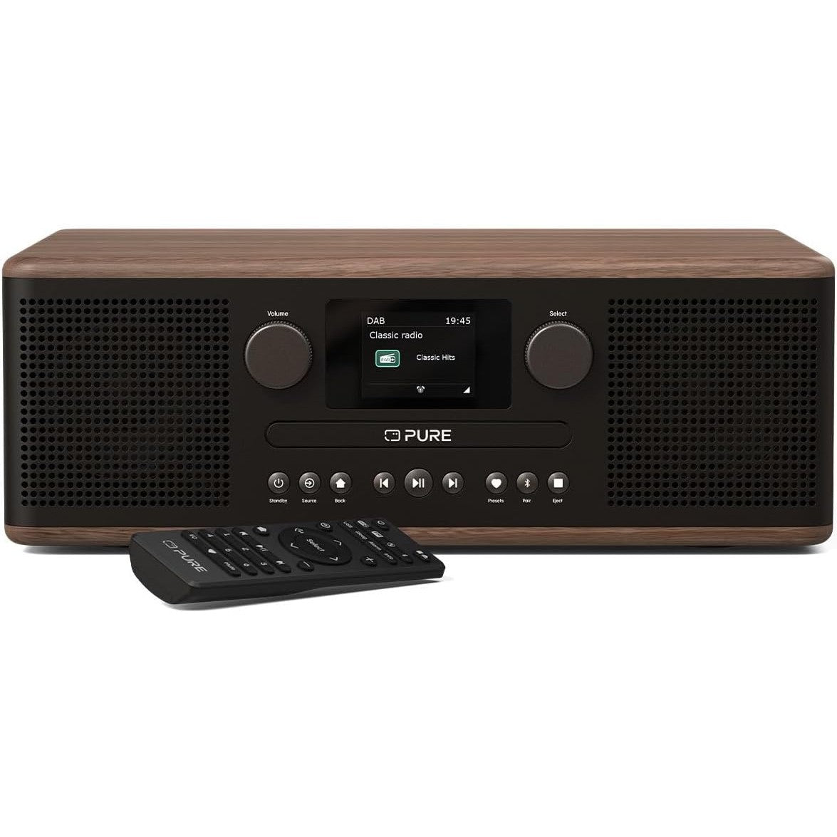 Pure CD-6 Hifi System with CD Player, Bluetooth & Radio Walnut ...